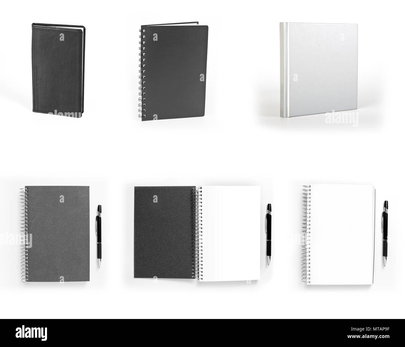 Set of notebooks on white background Stock Photo - Alamy