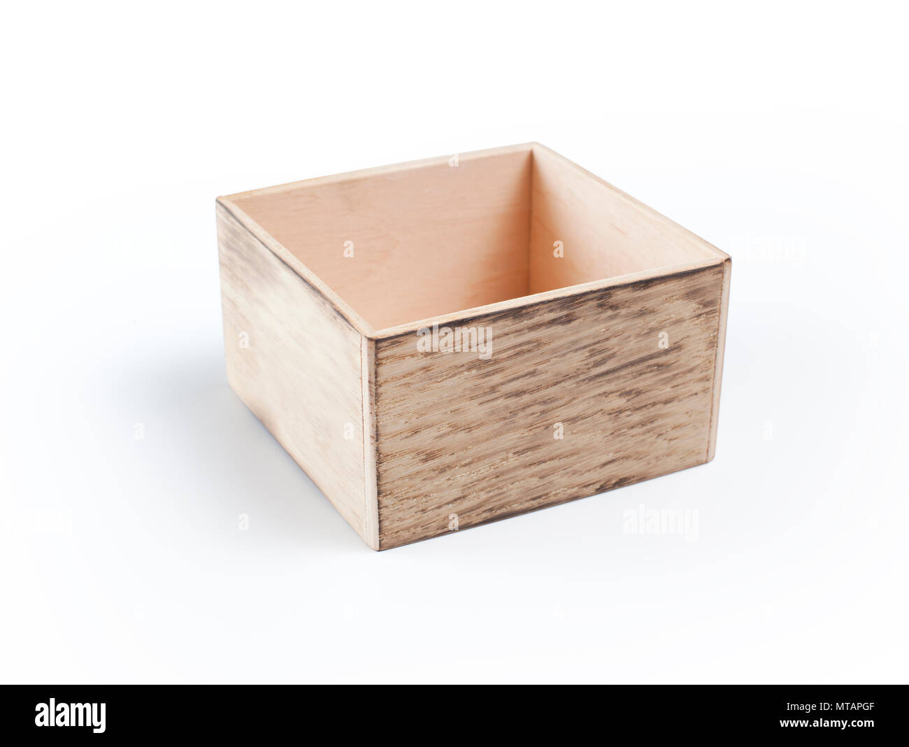 Natural wooden box on white background Stock Photo - Alamy