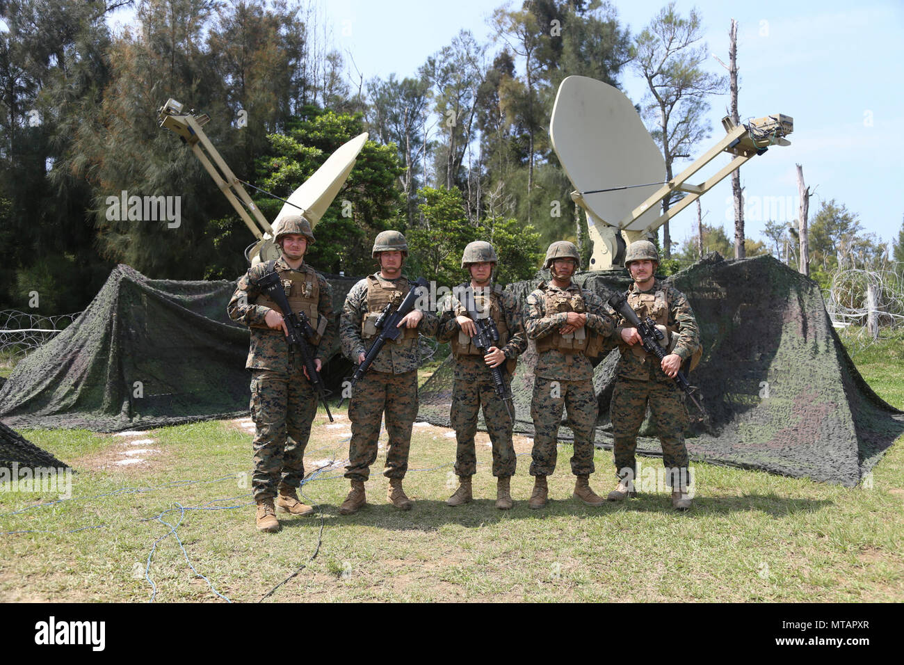 United States Marine Corps satellite communication operators with ...