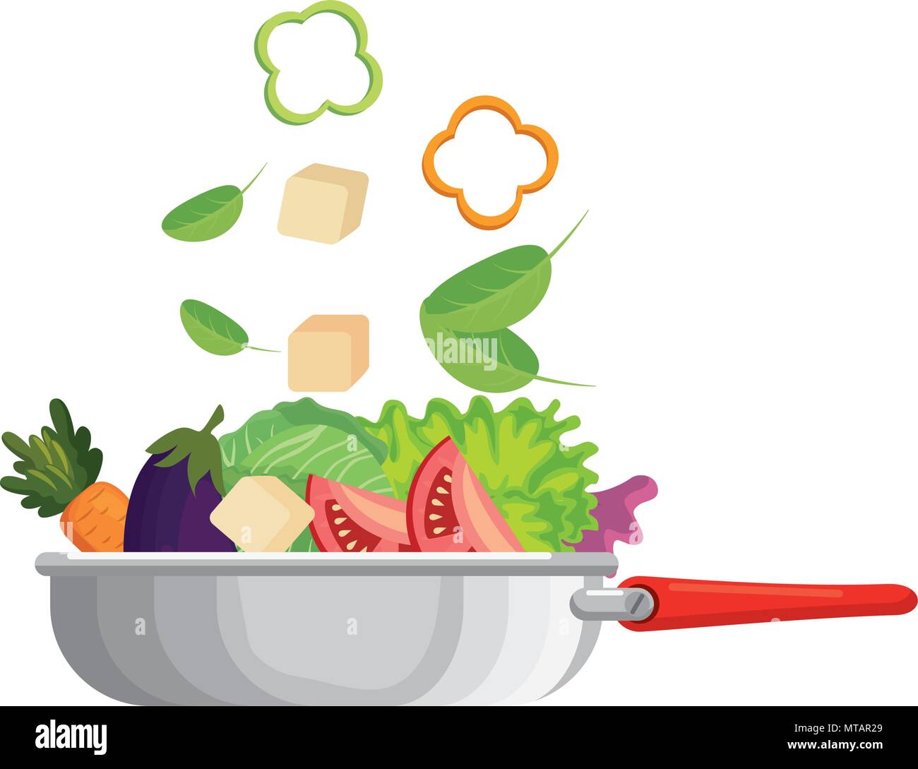 vegetables cooking in kitchen pan Stock Vector Image & Art - Alamy