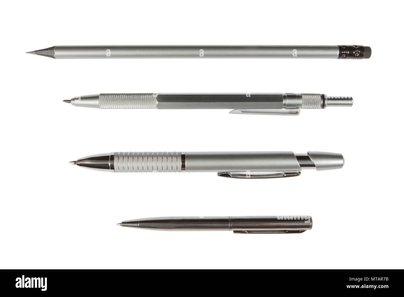 lead pencils isolated on white, several pencils, mechanical pencil ...