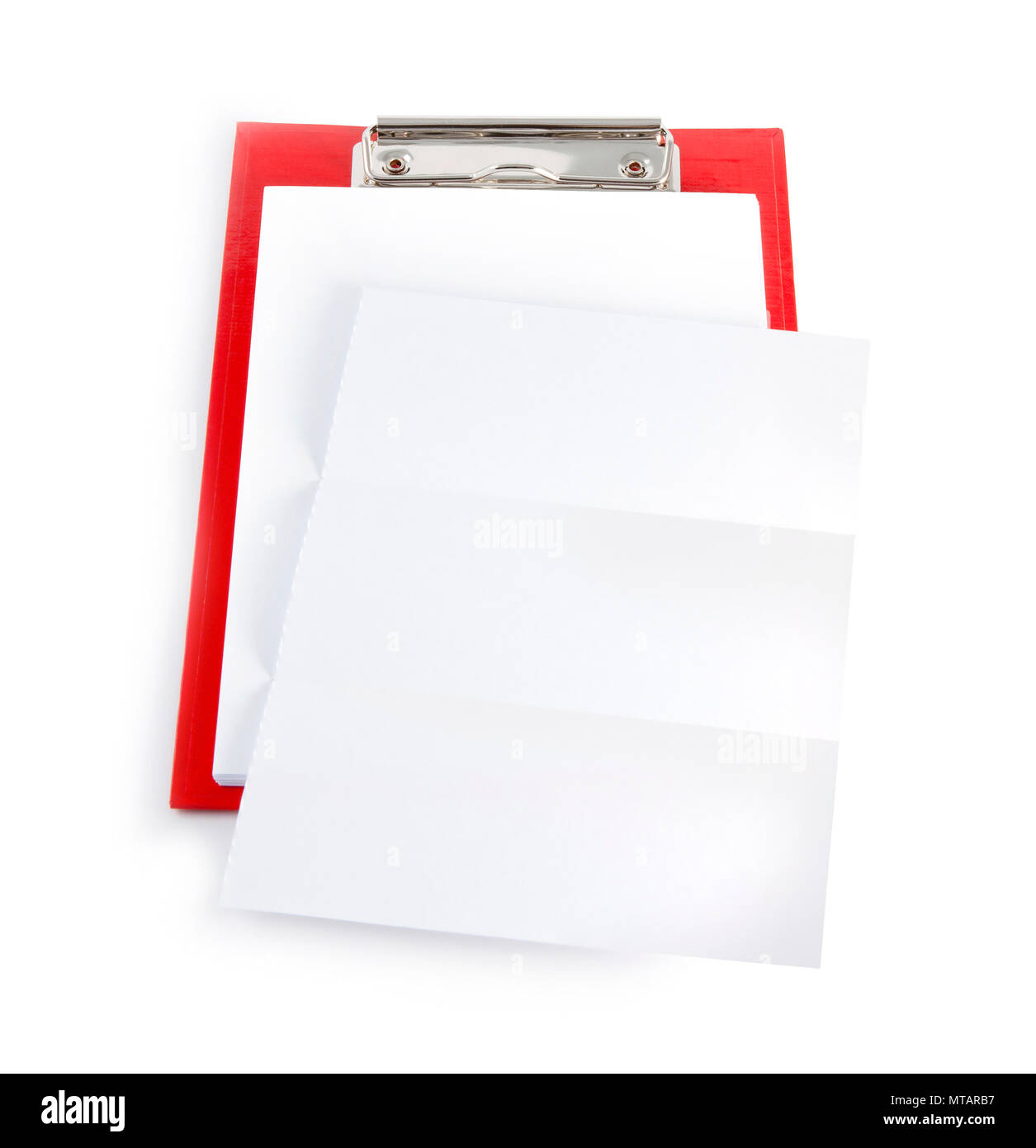 red plastic clipboard with blank paper sheet isolated on white Stock ...