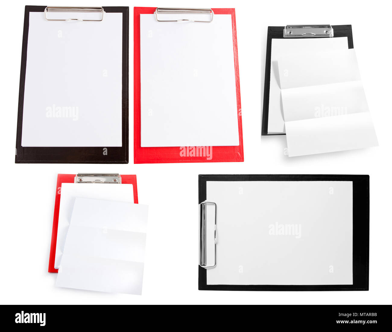 red plastic clipboard with blank paper sheet isolated on white Stock ...