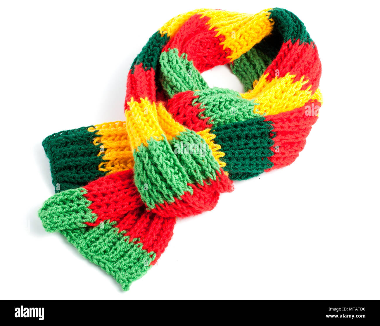 Multi Colored striped scarf isolated on a white background Stock Photo ...