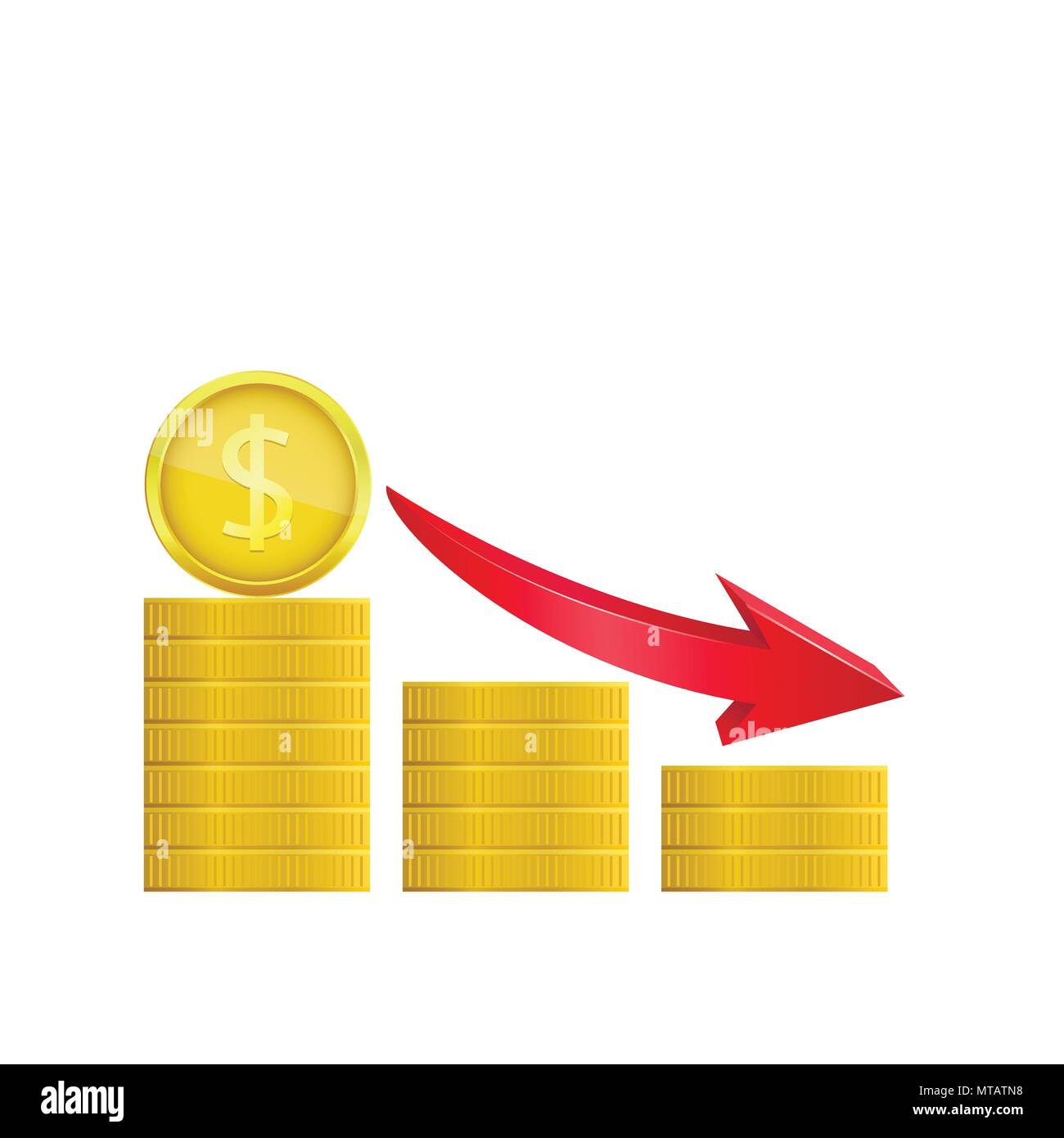 Dollar coins with red arrow Stock Vector Image & Art - Alamy