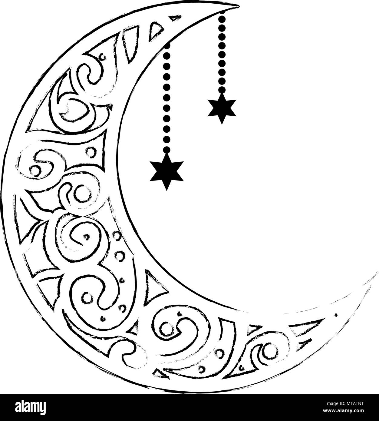 ramadan kareem moon with stars hanging Stock Vector Image & Art - Alamy