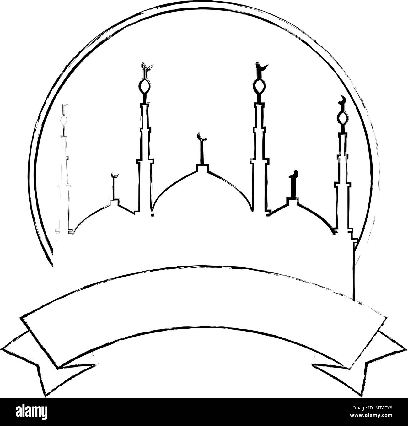 jerusalem temple with ribbon ramadan kareem Stock Vector Image & Art ...