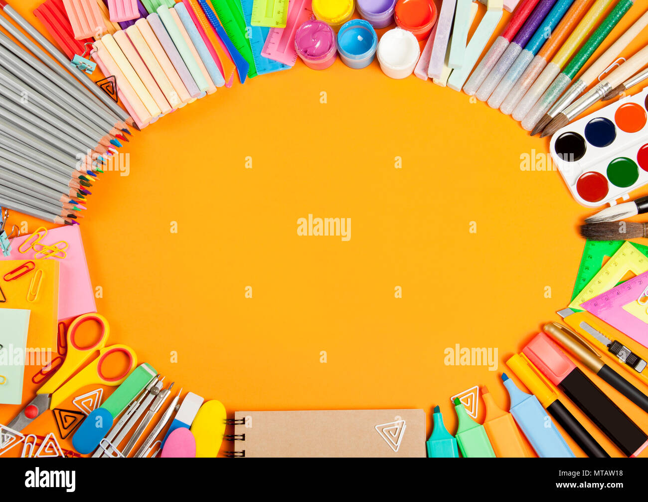 Orange school supplies hi-res stock photography and images - Alamy