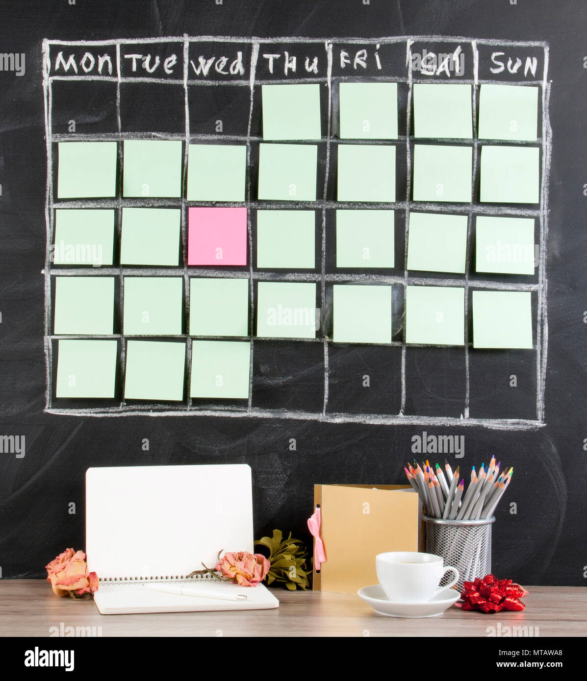 Valentines Day concept: grid timetable schedule with decoration on ...