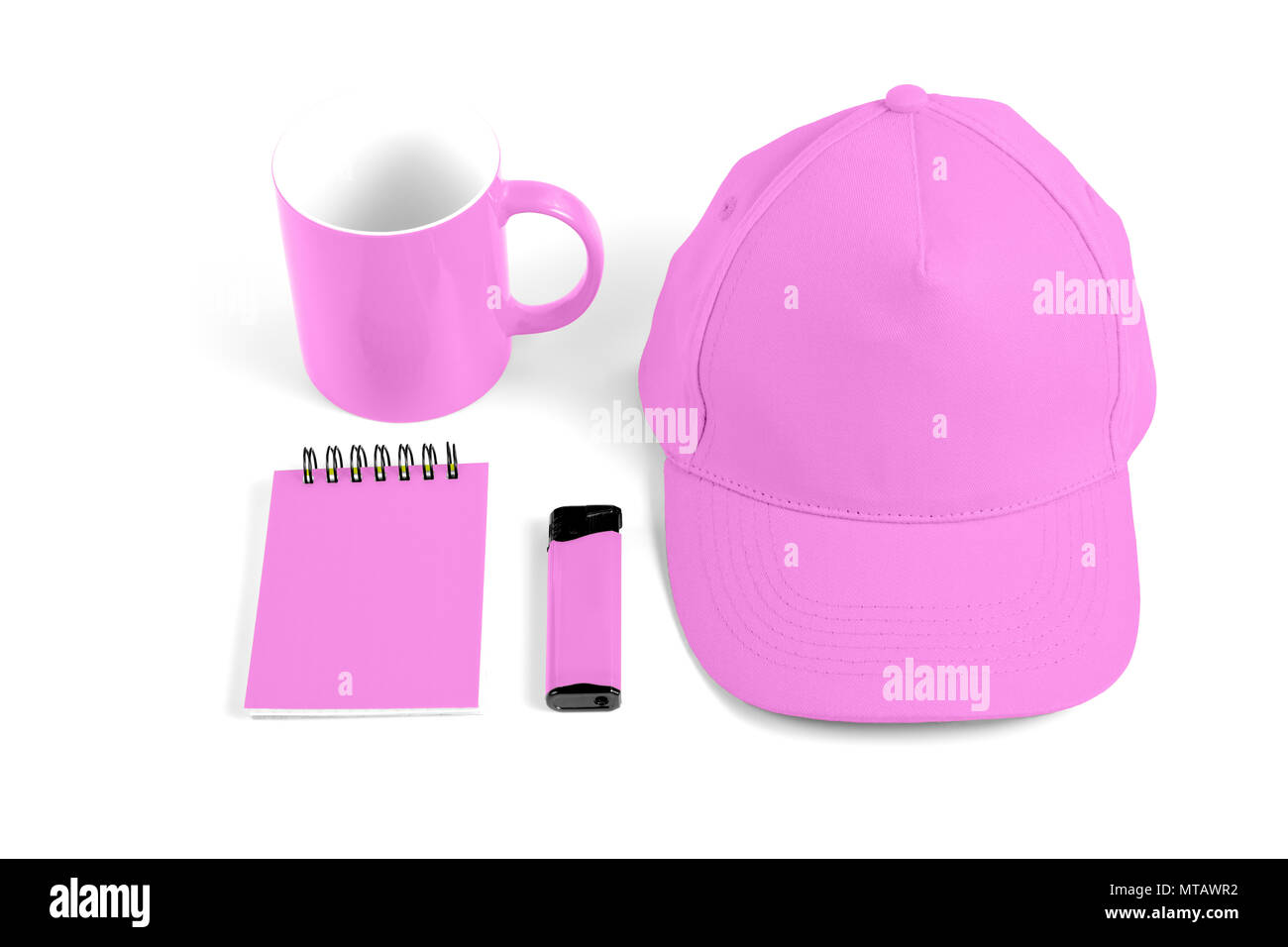 Set of pink elements for corporate identity design on white background ...