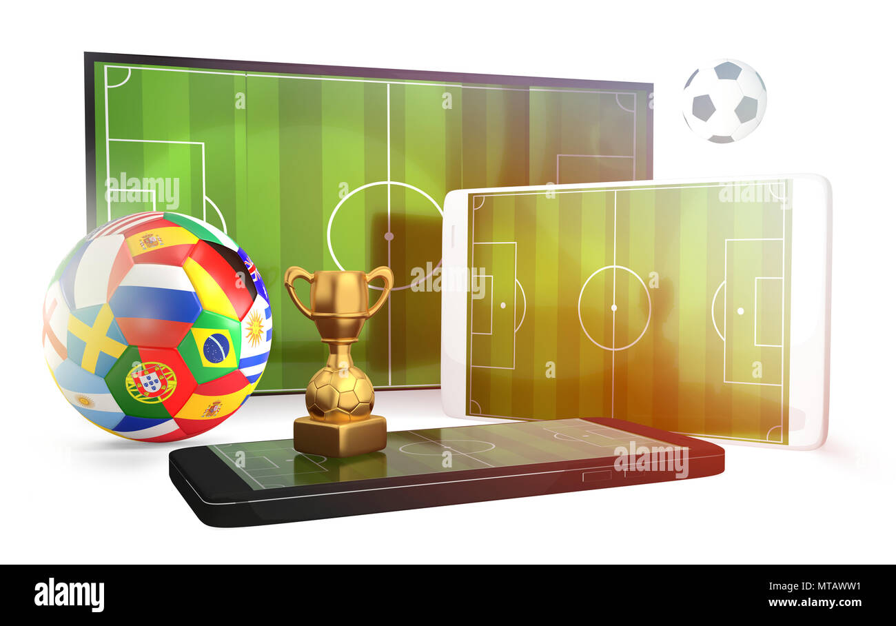 mobile phone TV tablet computer soccer field display screen 3d ...