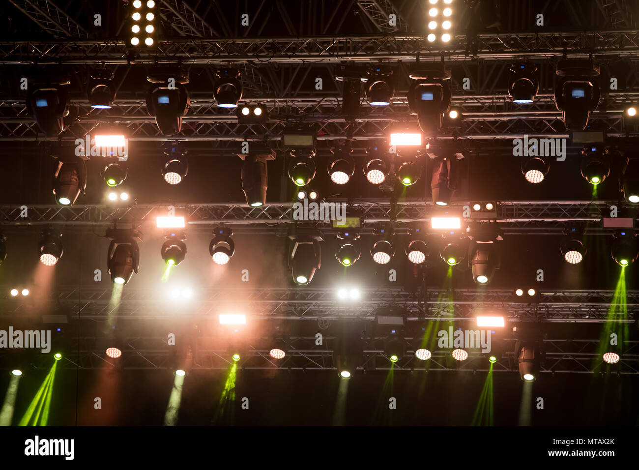 Portrait of concert lights on music stage Stock Photo - Alamy