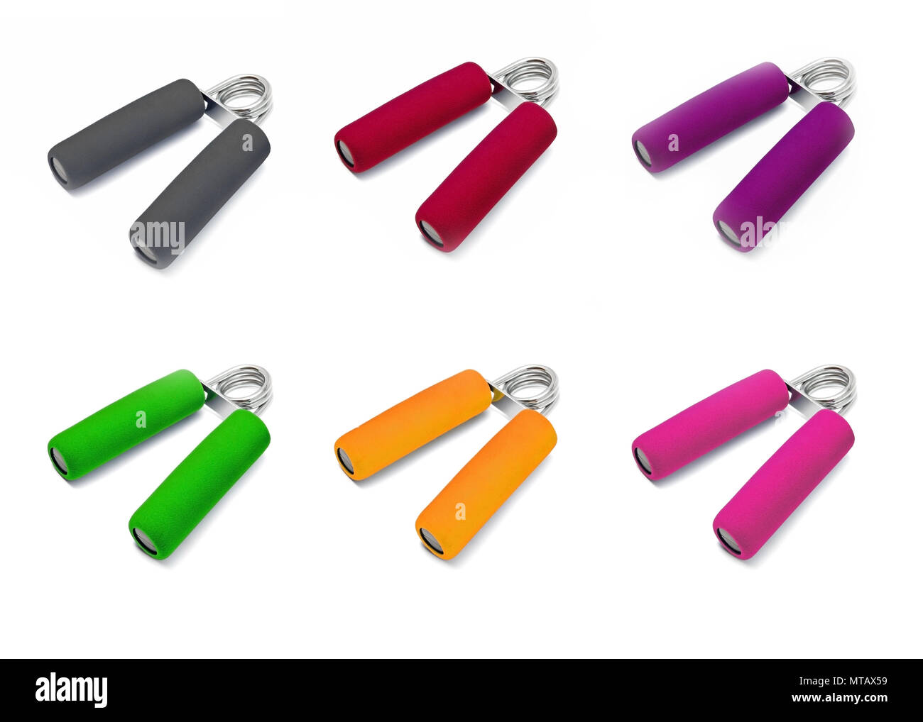 Collection of colored expanders isolated on white background Stock ...