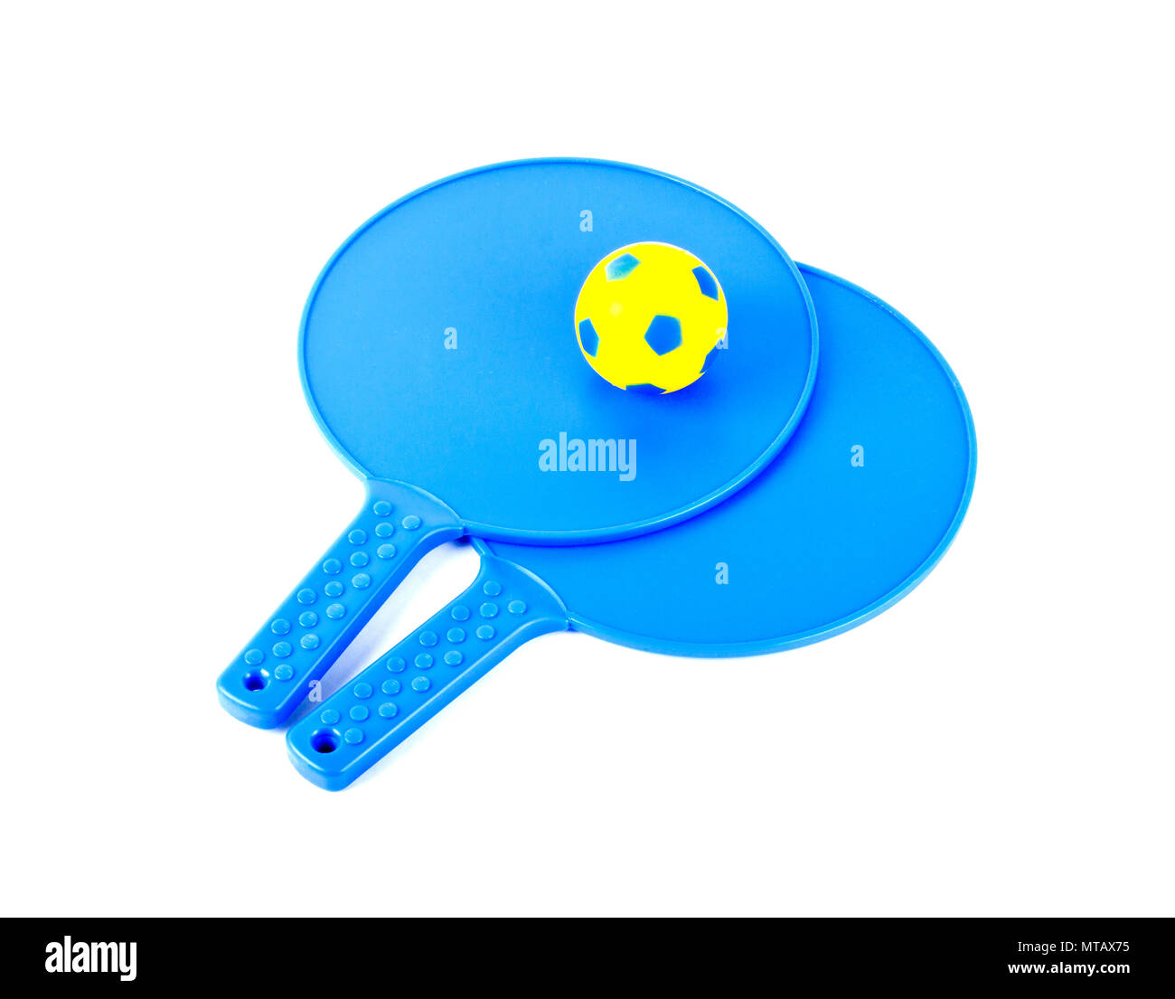 Beach tennis rackets with ball isolated on a white background Stock ...
