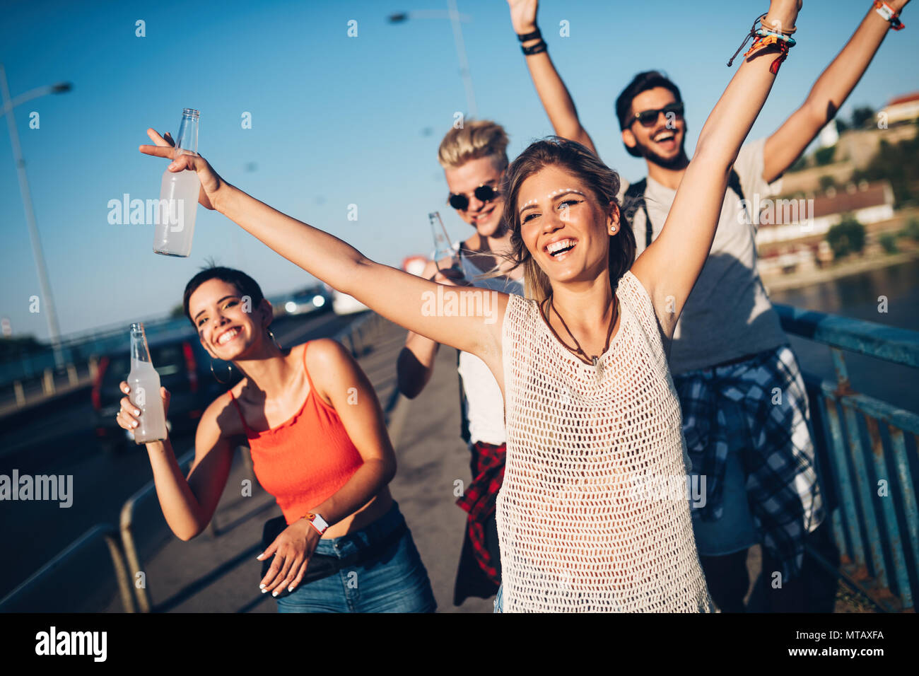 Group of young friends having fun together Stock Photo - Alamy