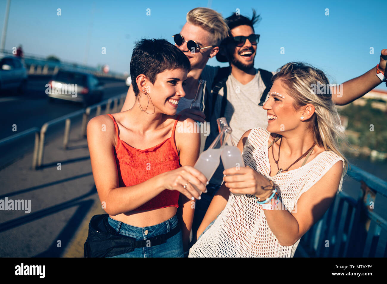 Group of young friends having fun together Stock Photo - Alamy