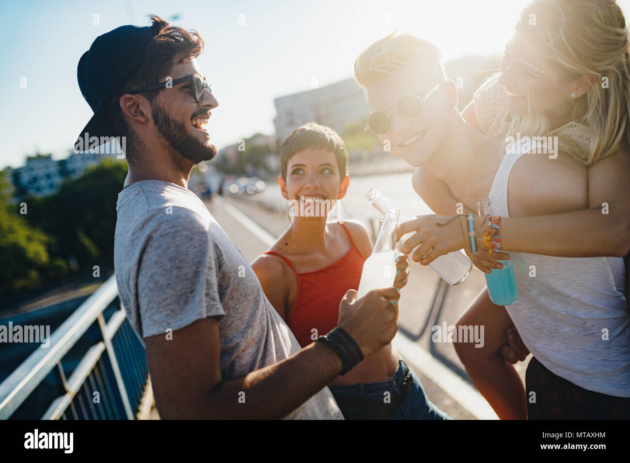 Group of young friends having fun together Stock Photo - Alamy