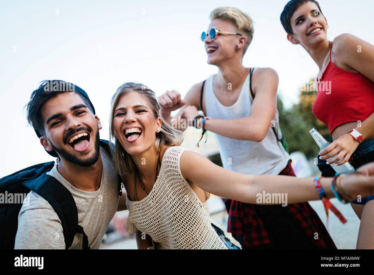 Happy students celebrate friends hi-res stock photography and images ...