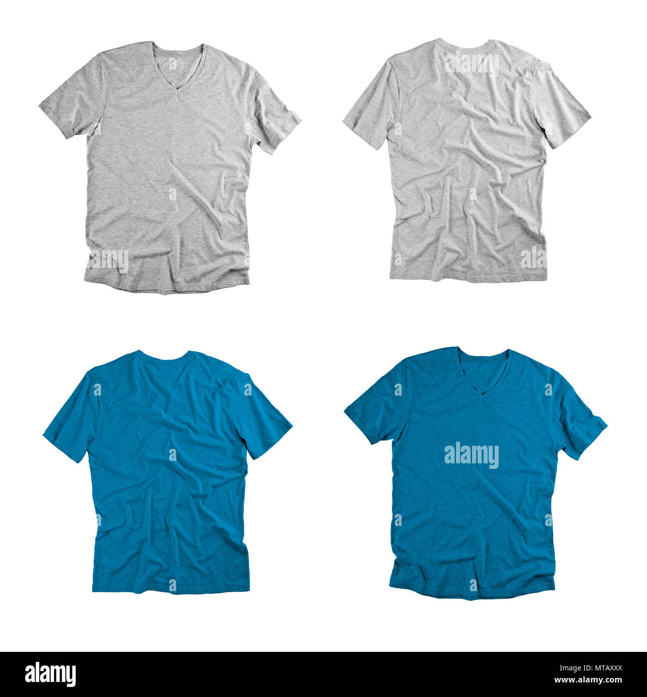 Front and back view of colored t-shirts on white background Stock Photo ...