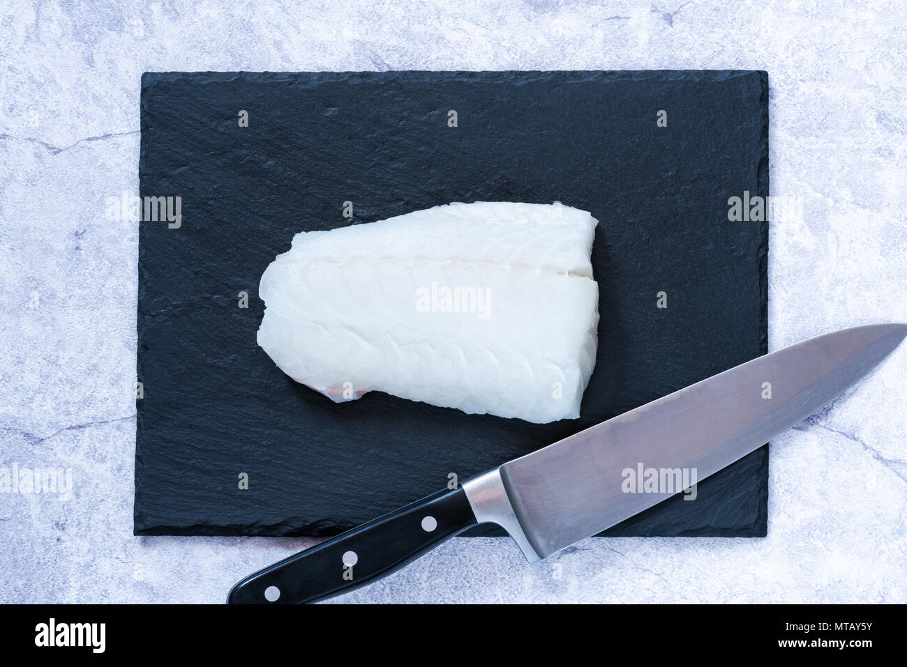 Row cod fillet - top view Stock Photo - Alamy