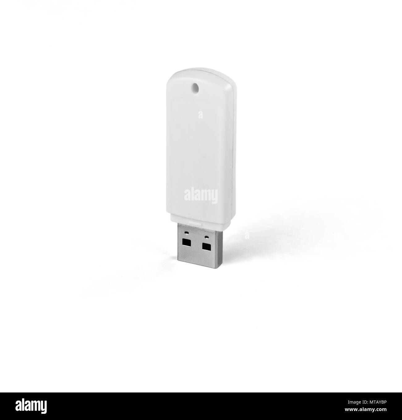 White usb flash drive on a white background Stock Photo - Alamy