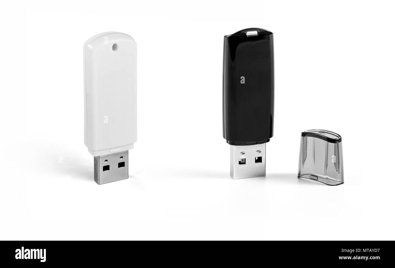 Black and White usb flash drive on white background Stock Photo - Alamy