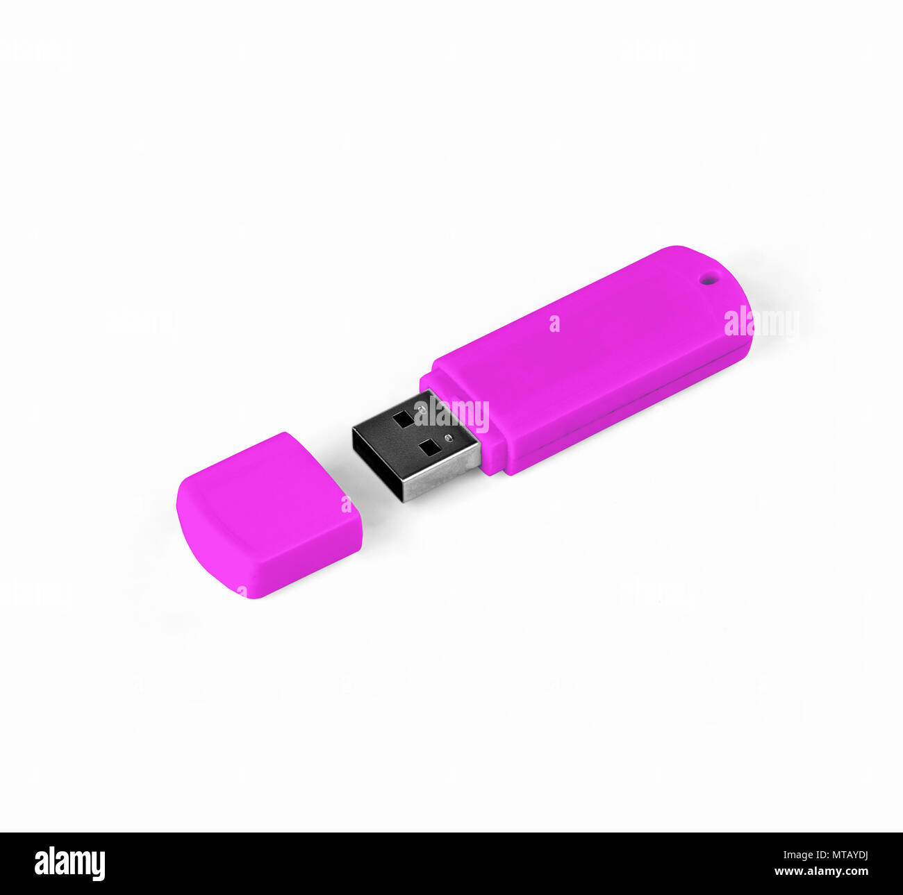 Pink usb flash drive on a white background Stock Photo - Alamy
