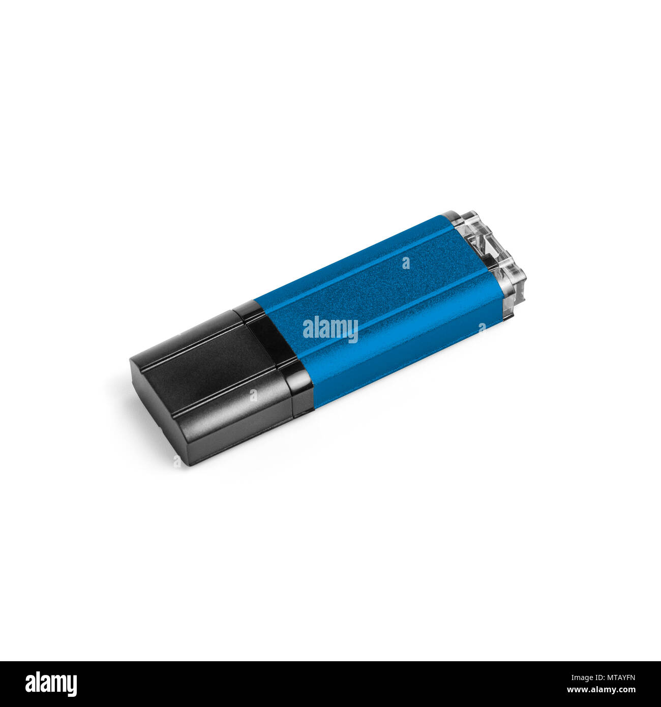 Blue usb flash drive on a white background Stock Photo - Alamy