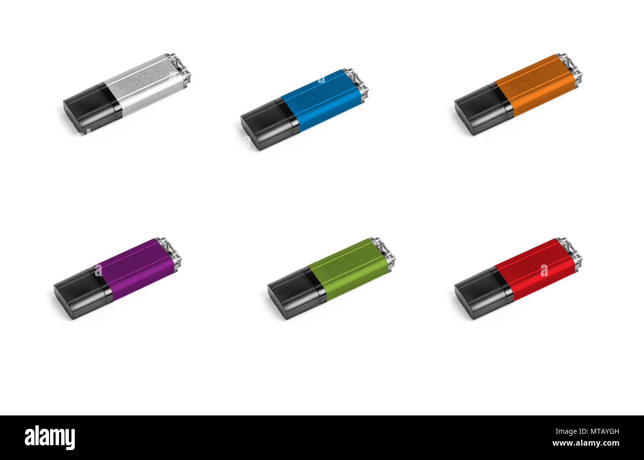 Set of multi colored usb flash drive on white background Stock Photo ...