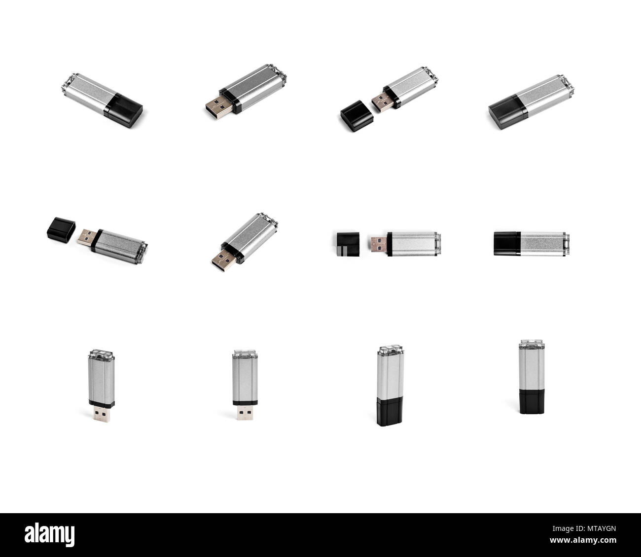 Different point of view of usb flash drive on a white background Stock ...