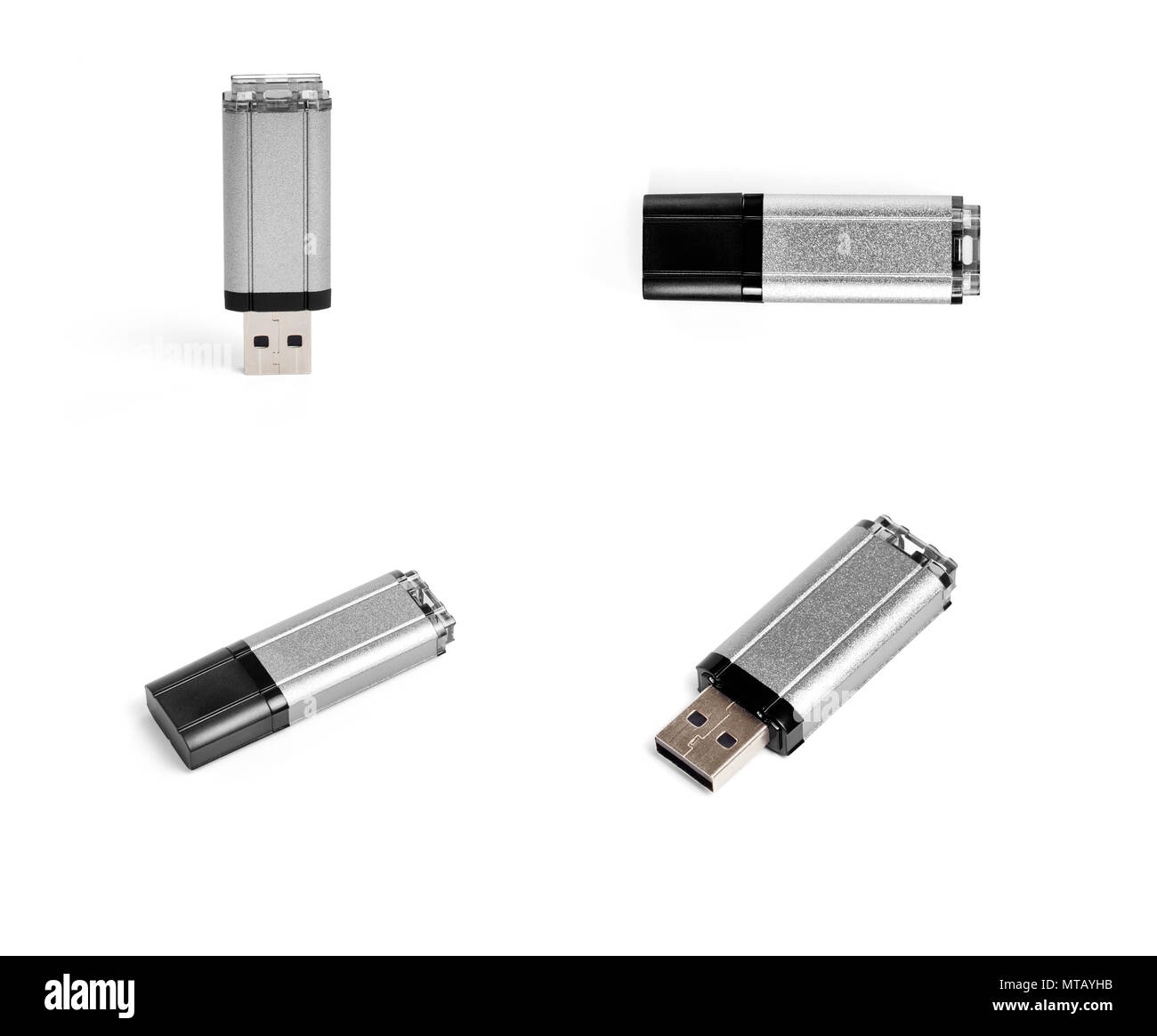 Different point of view of usb flash drive on a white background Stock ...