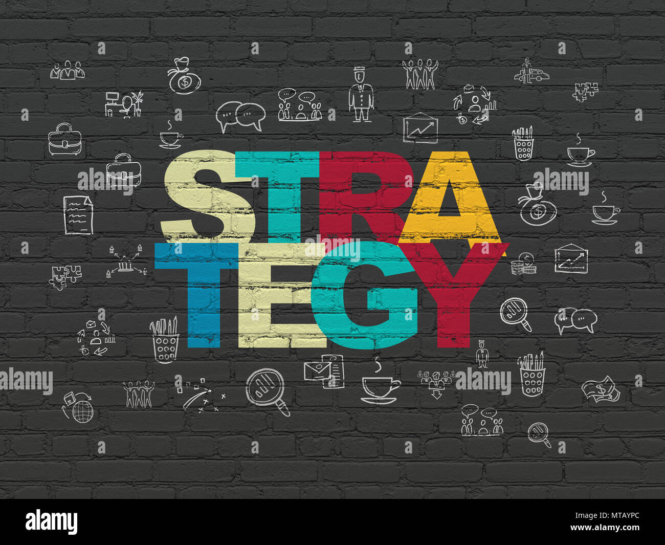 Business concept: Strategy on wall background Stock Photo - Alamy