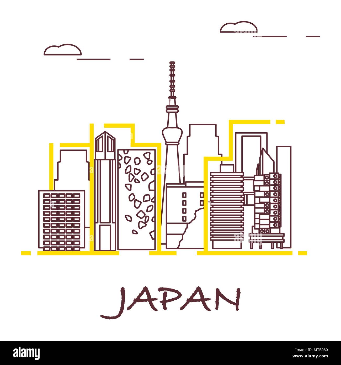 Unusual Japanese architecture. Famous building and skyscrapers. Travel ...