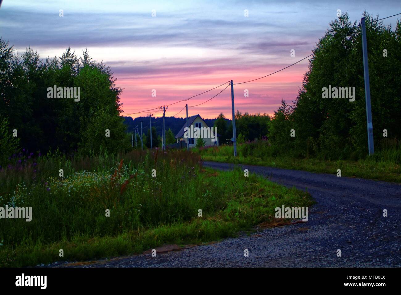 colorful summer sunset from the countryside, Russia Stock Photo - Alamy