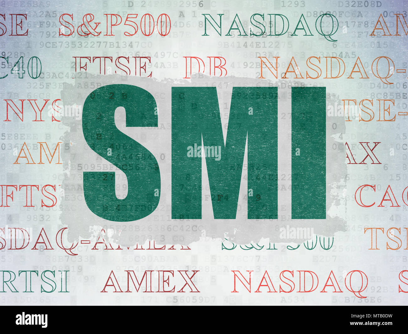 Stock market indexes concept: SMI on Digital Data Paper background ...