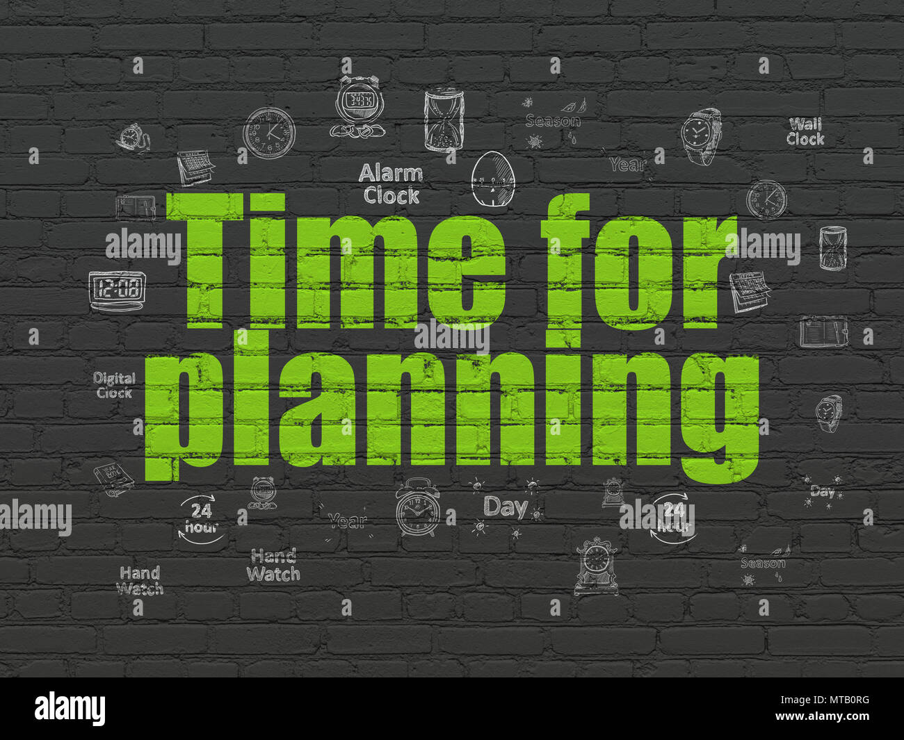 Time concept: Time for Planning on wall background Stock Photo - Alamy