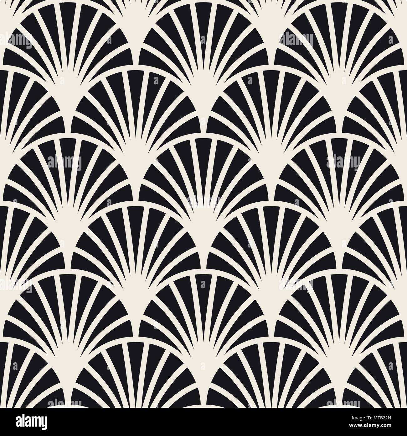 Vector Seamless Vintage Pattern Of Overlapping Arcs In Art Deco Style Modern Stylish Abstract