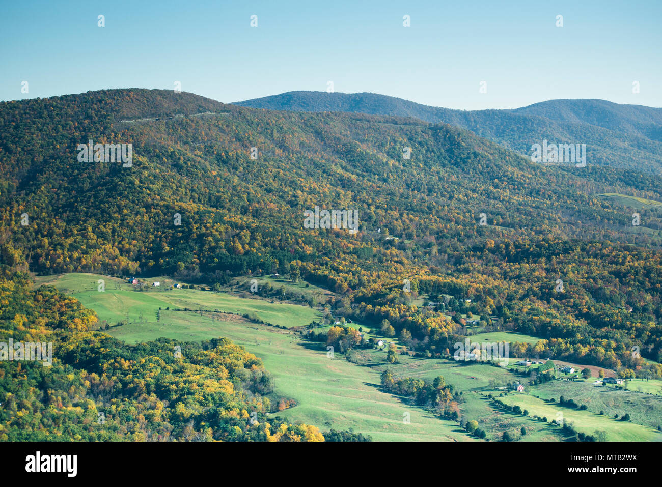 Blue Ridge Mountains with a glimpse of the Skyline Drive in the ...