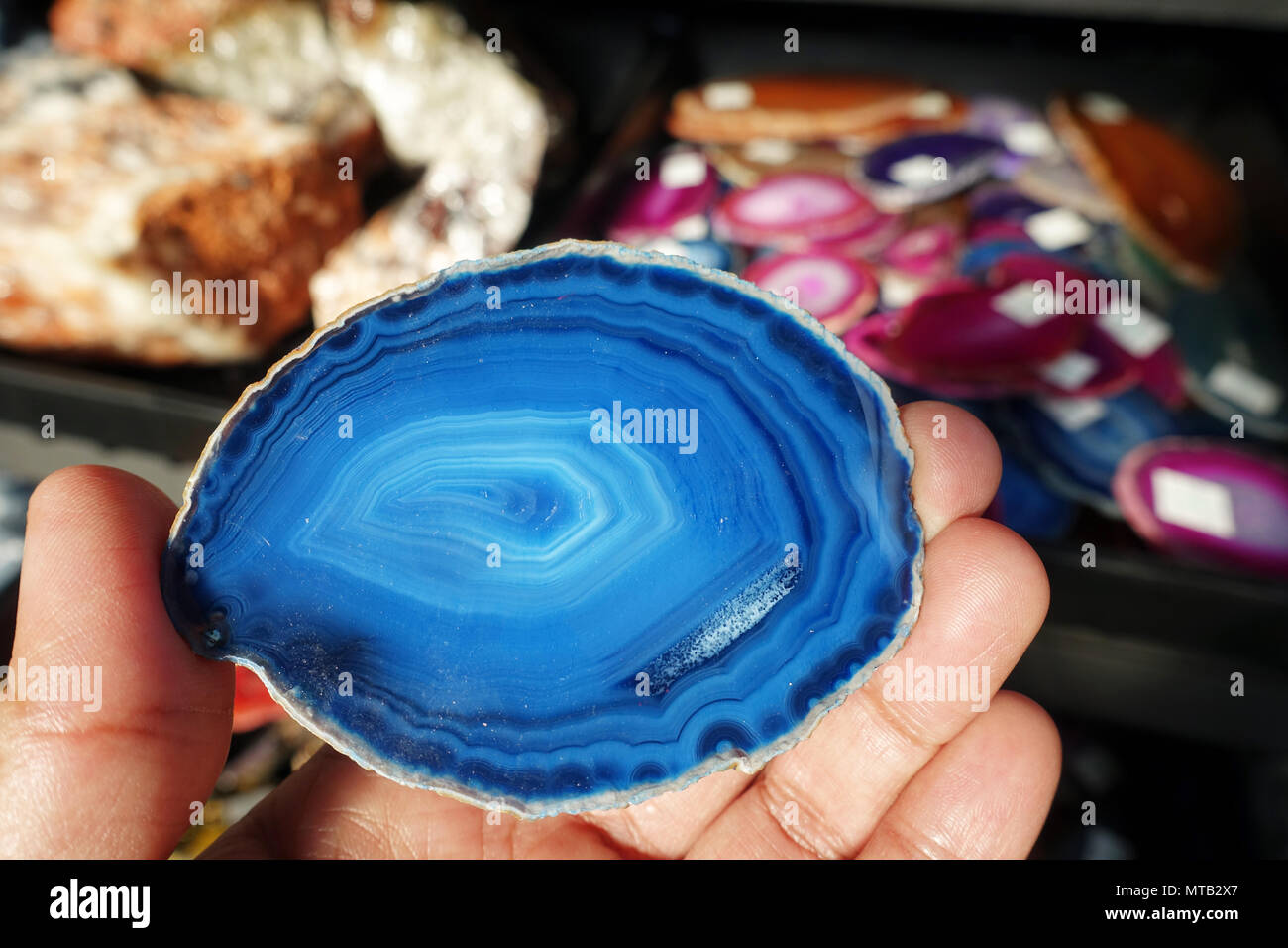 Agate Slice Blue Stock Photo - Alamy