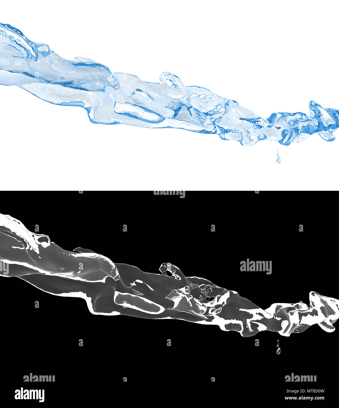 3D illustration of a blue water flow with alpha Stock Photo - Alamy