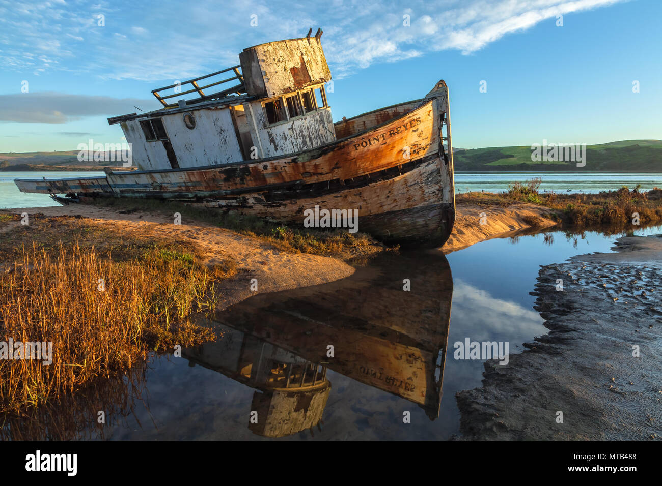 Morning at the iconic stranded boat named Point Reyes in Point Reyes ...