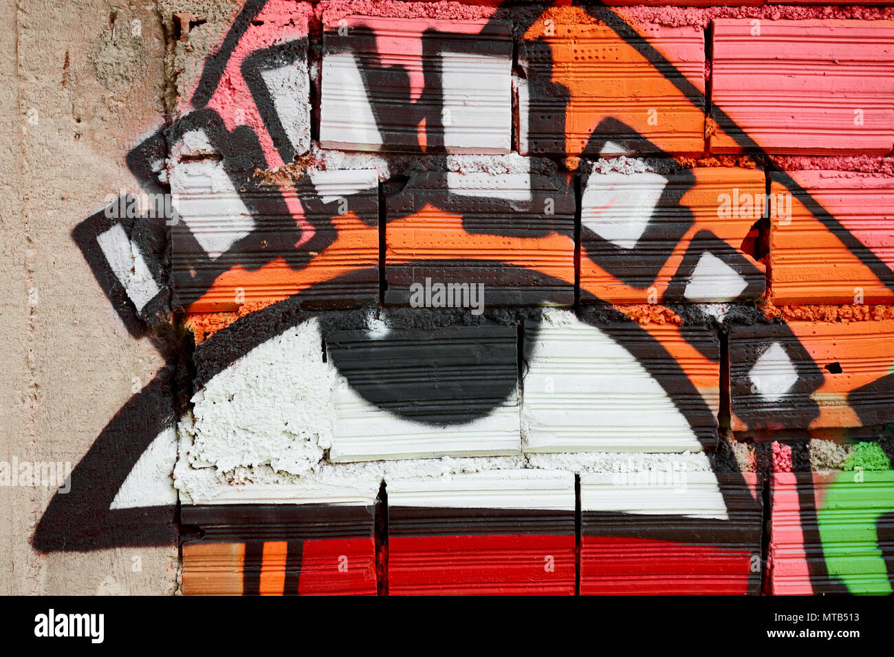 Colorful street art graffiti painting of an eye figure. Editorial use ...