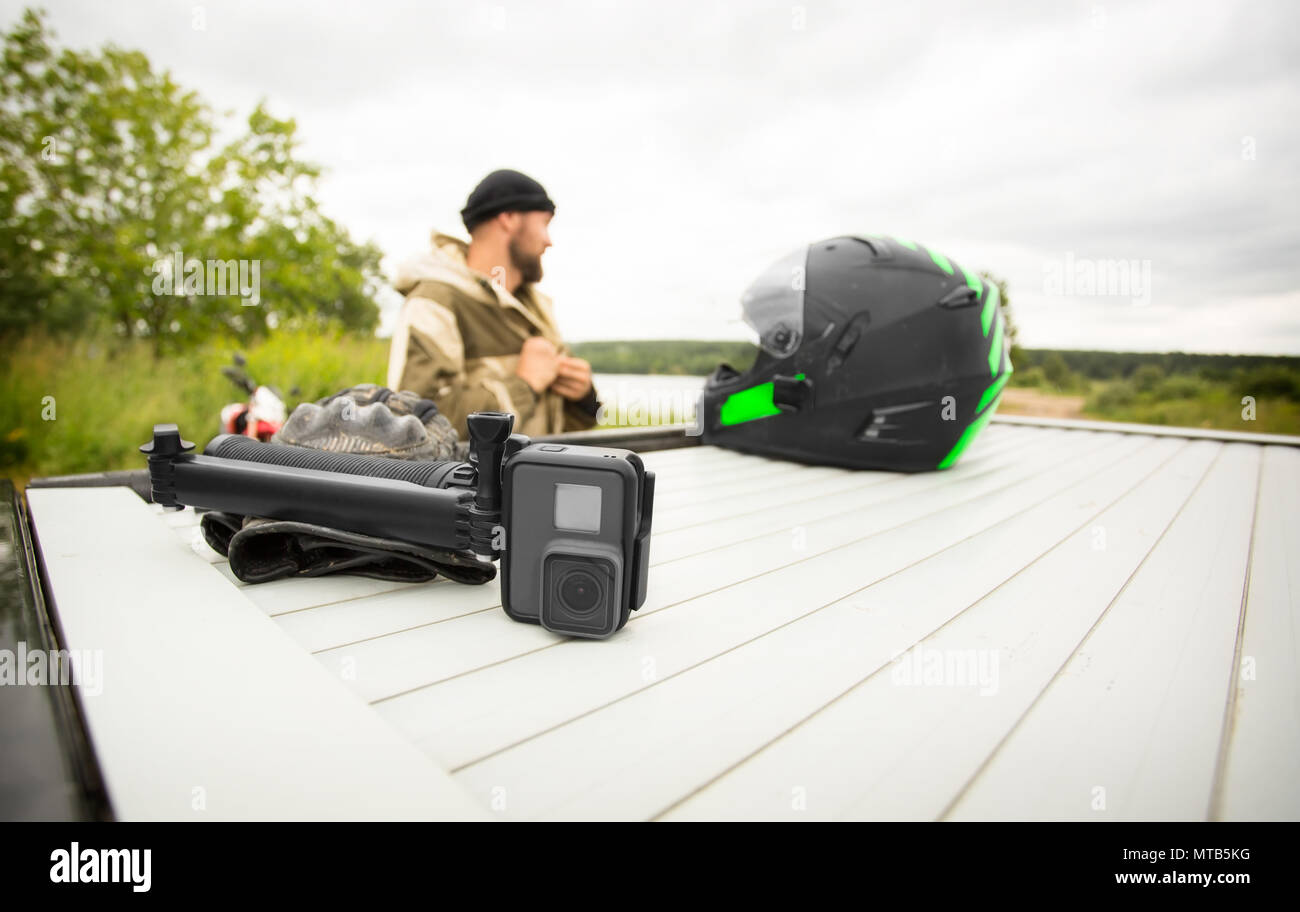 Motorcycle helmet camera action hi-res stock photography and images - Alamy