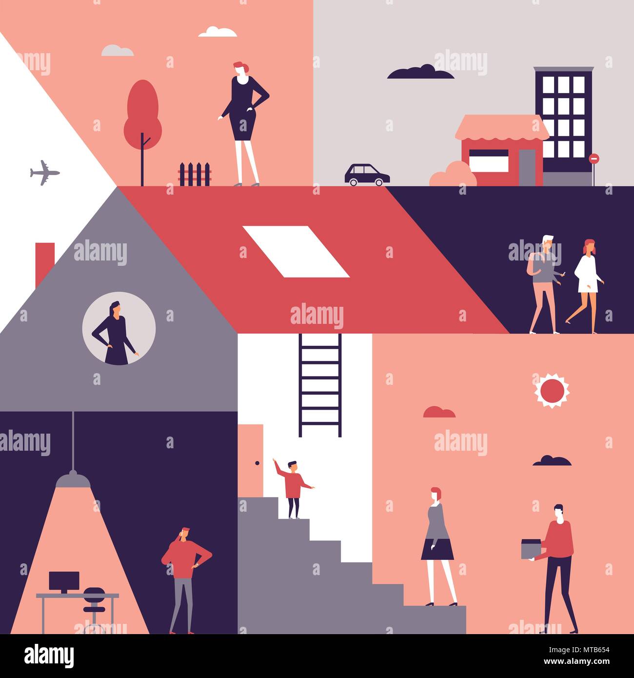 Life scenes - flat design style illustration Stock Vector Image & Art ...