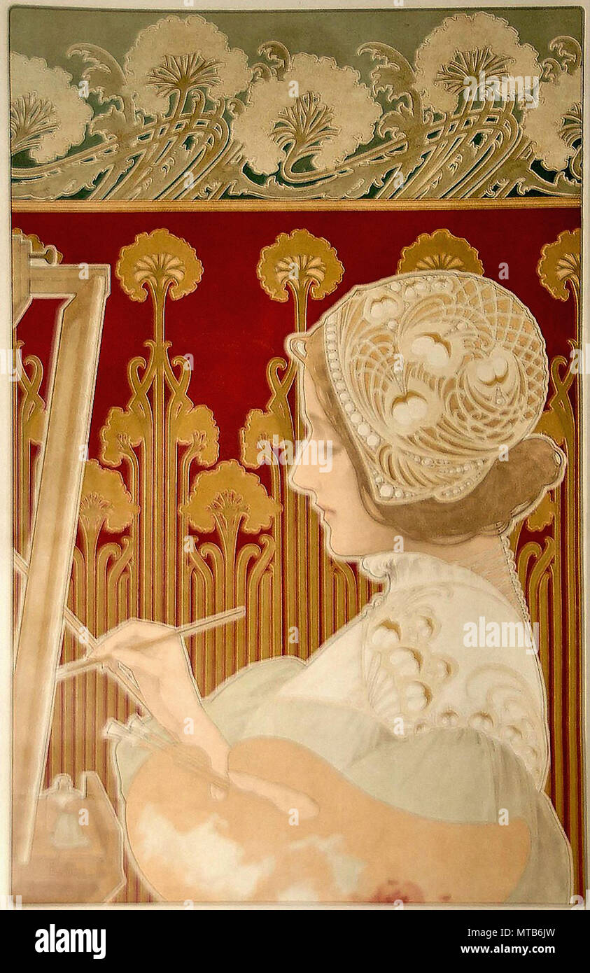 Privat-Livemont Henri - La Peintre Devant Son Chevalet Stock Photo - Alamy