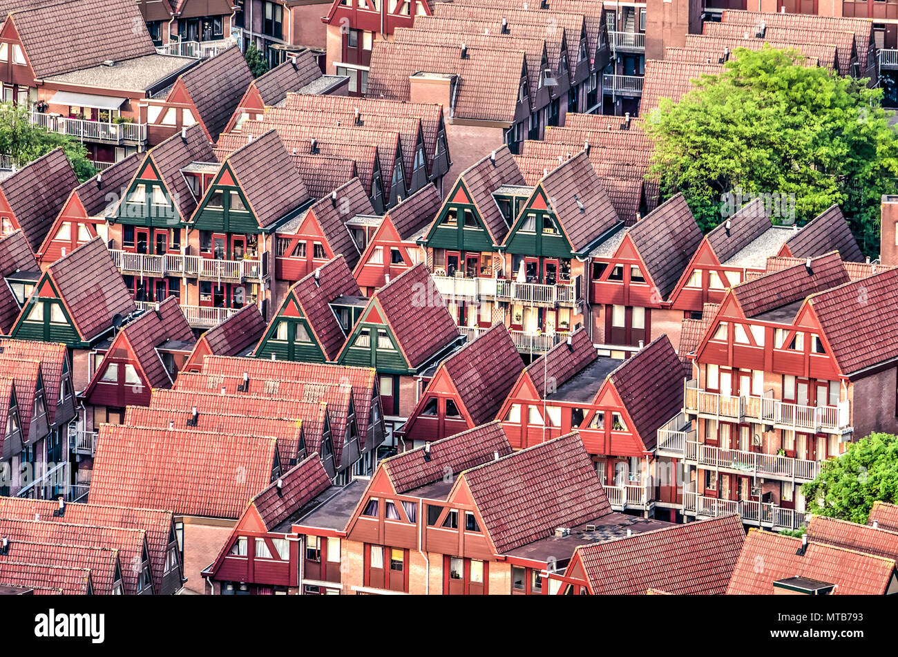 Rotterdam, The Netherlands, May 11, 2018: Close-up aerial view of ...