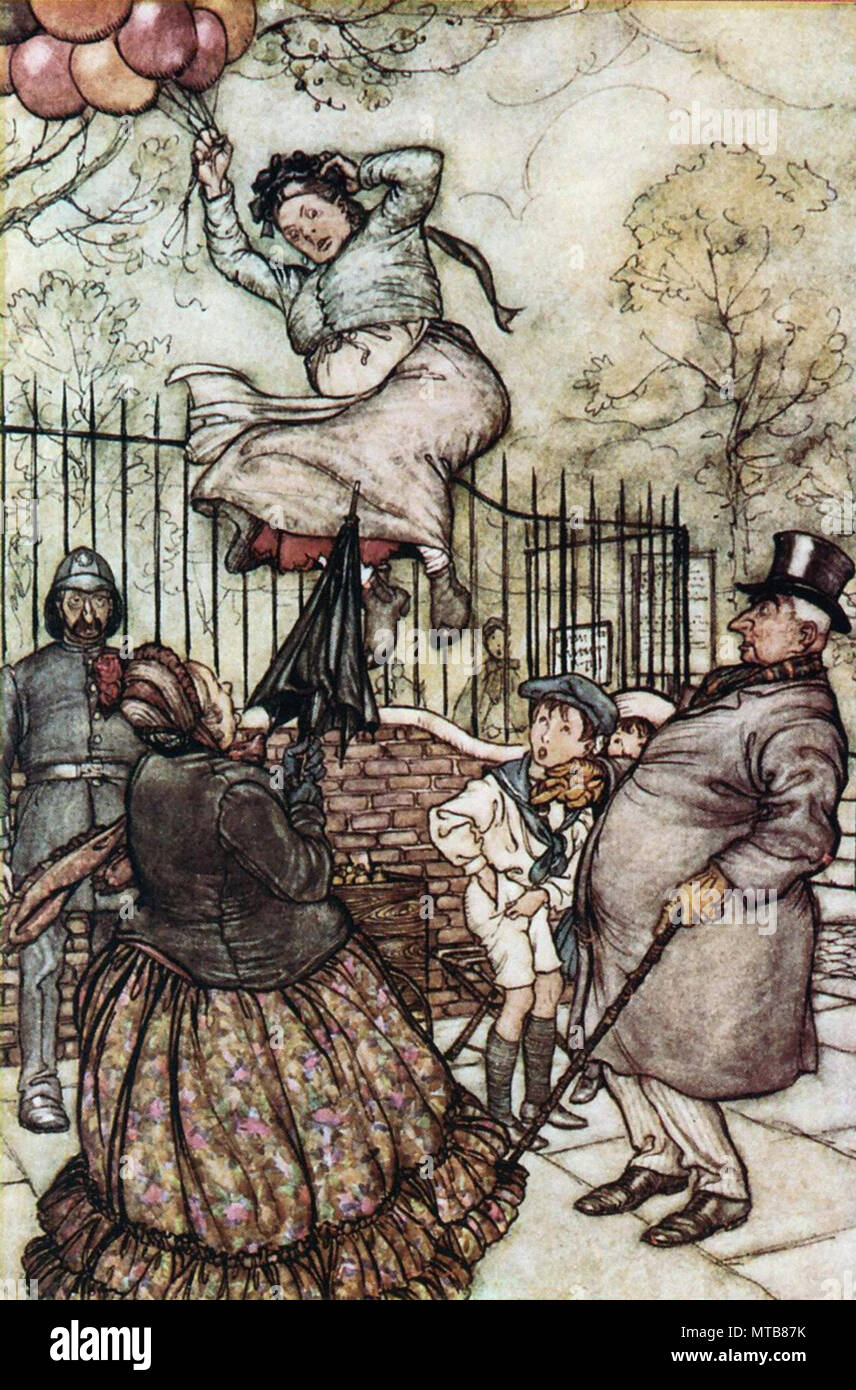 Rackham Arthur - Peter Pan in Kensington Gardens - Balloons Stock Photo ...