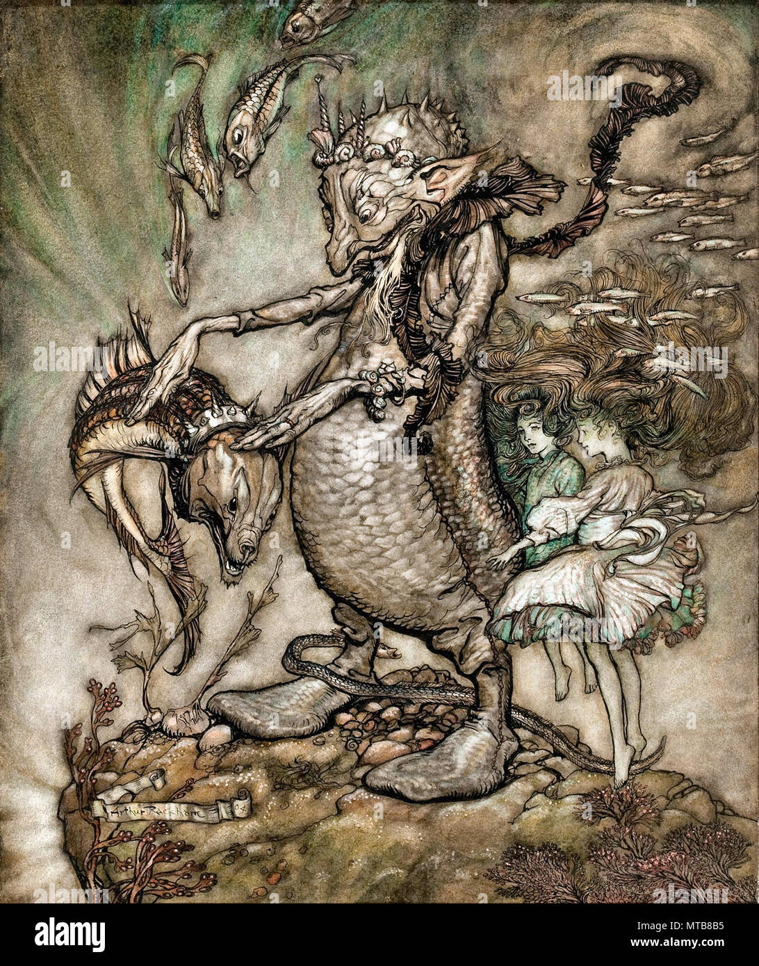 Rackham Arthur - the Fish King and the Dog Fish Stock Photo - Alamy