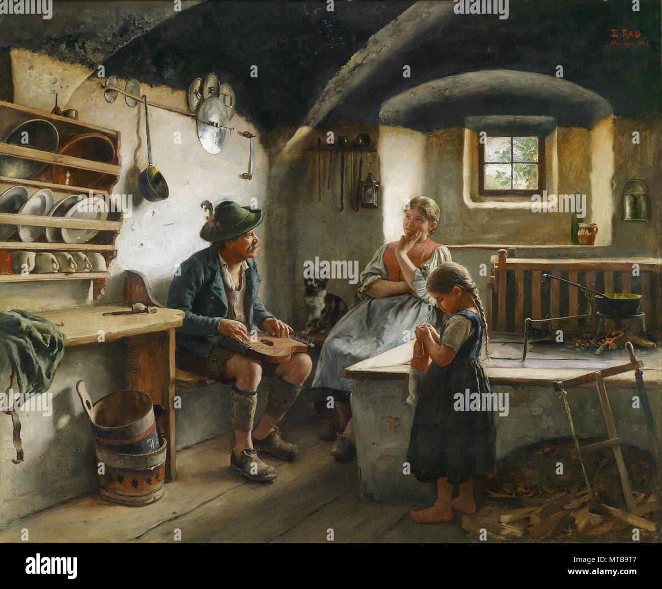 Rau Emil - the Zither Player Stock Photo - Alamy