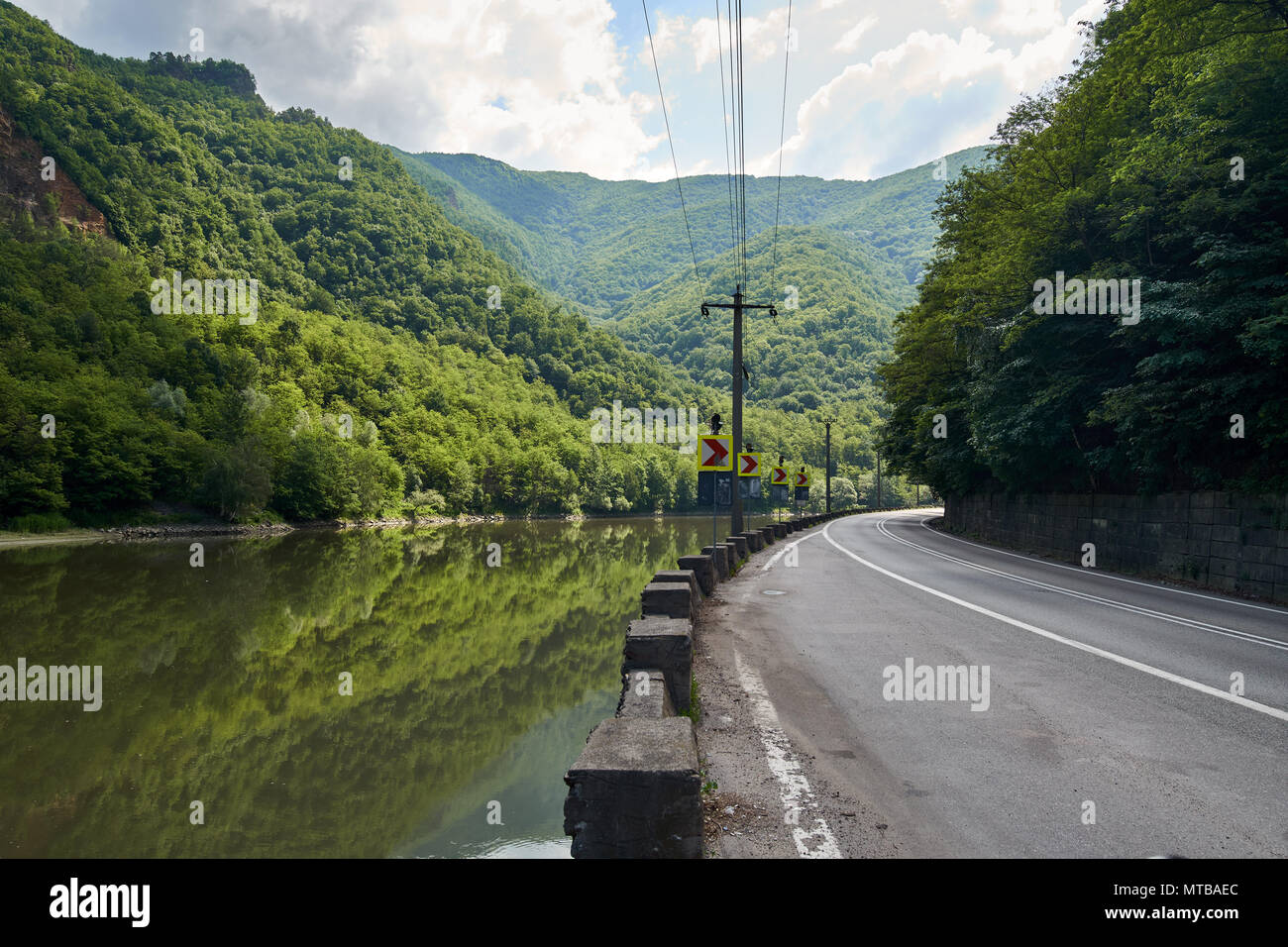 Highway going along the Olt river in Romania Stock Photo - Alamy